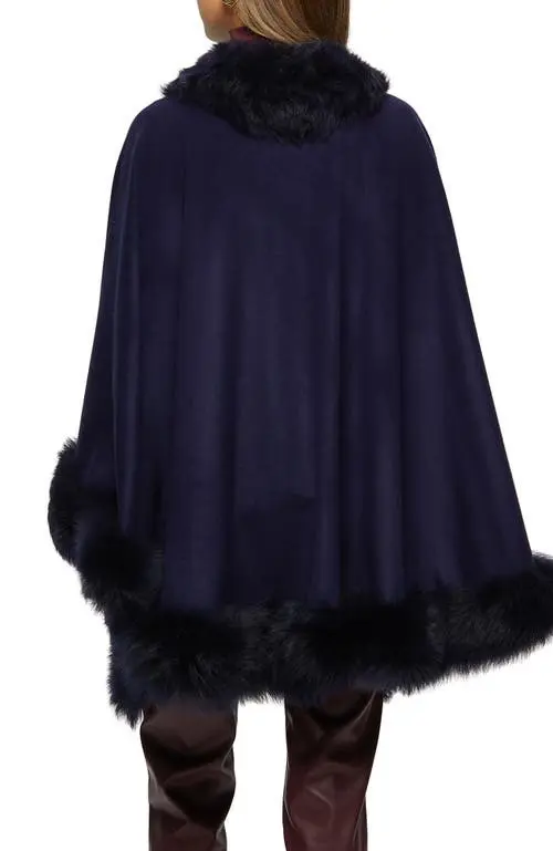 Gorski Cashmere Cape With Genuine Shearling Trim