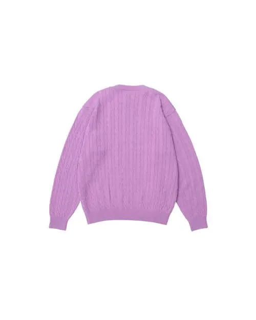 VOWELS Cable Knit Crewneck - Lavender