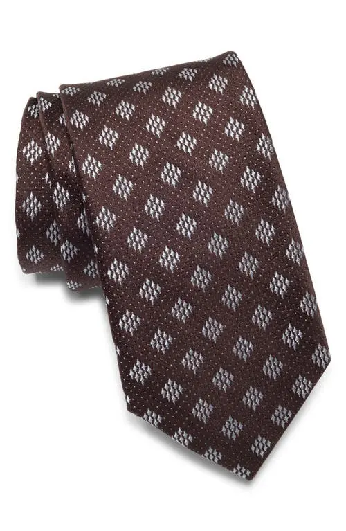 Nordstrom Hayes Geometric Jacquard Silk Tie - Chocolate