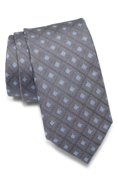 Nordstrom Calabra Neat Geometric Jacquard Silk Tie - Charcoal