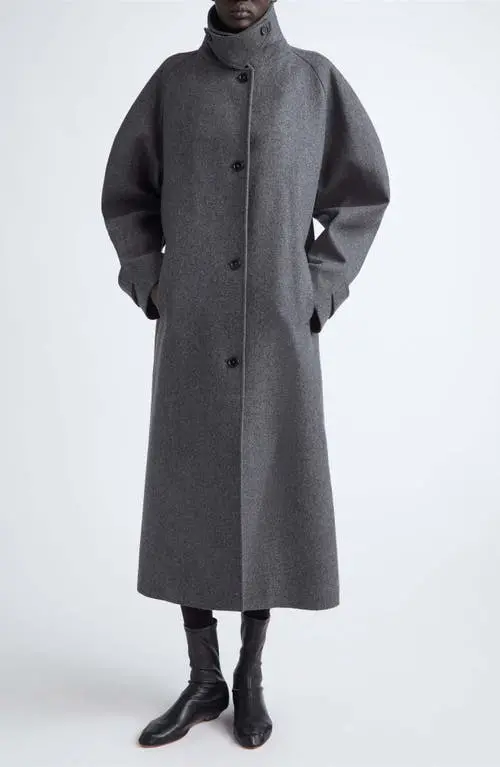 JIL SANDER Oversized Raglan Sleeve Wool Blend Coat - Fog