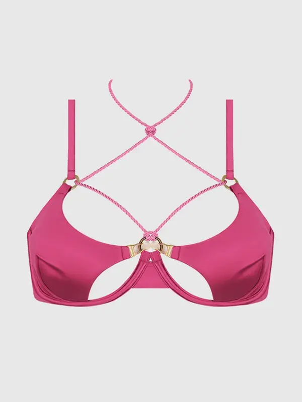 Frederick's Of Hollywood Nadya Liquid Satin & Rope Openable Cup Bra
