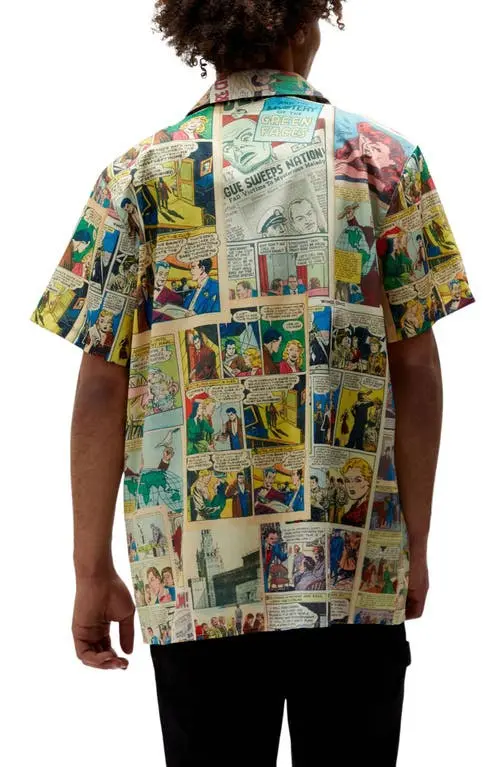 PACSUN Comic Strip Short Sleeve Camp Shirt