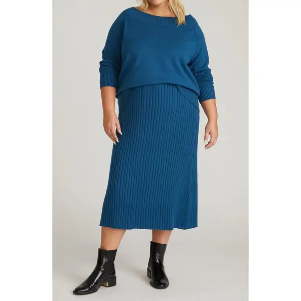 Universal Standard Risa Better Than Wool Sweater Midi Skirt - Deep Teal