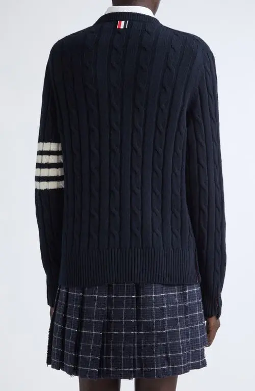 Thom Browne 4-bar Cable Stitch Cashmere Sweater