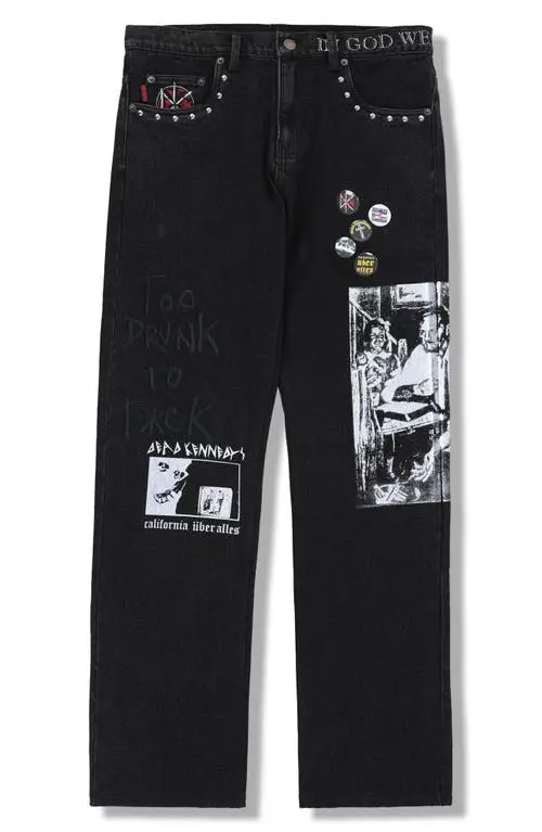 PLEASURES X Dead Kennedys Patchwork Graphic Straight Leg Jeans