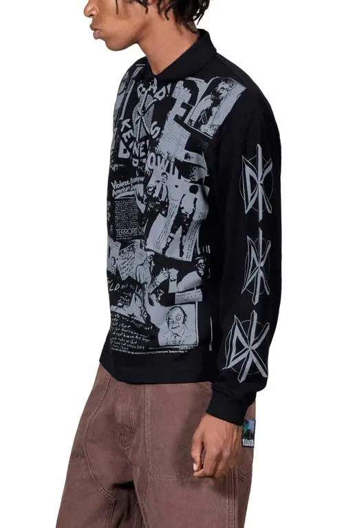 PLEASURES X Dead Kennedys Poster Graphic Long Sleeve Polo