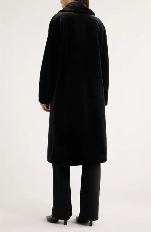 Bernardo Faux Fur Double Breasted Long Coat