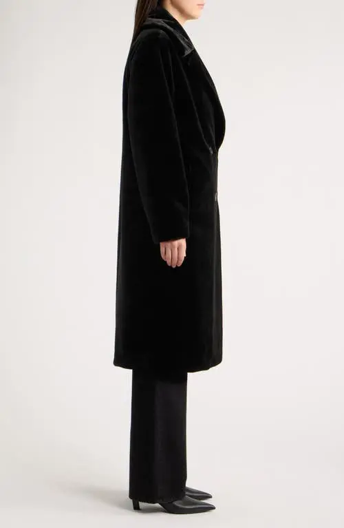 Bernardo Faux Fur Double Breasted Long Coat