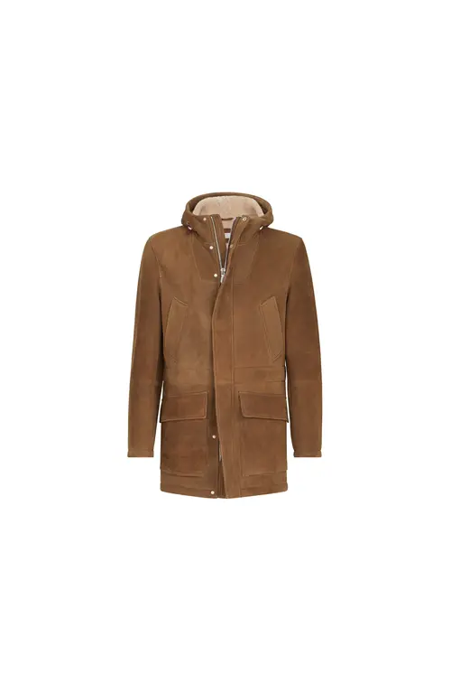 Brunello Cucinelli Suede Curly Shearling Parka