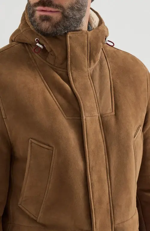 Brunello Cucinelli Suede Curly Shearling Parka
