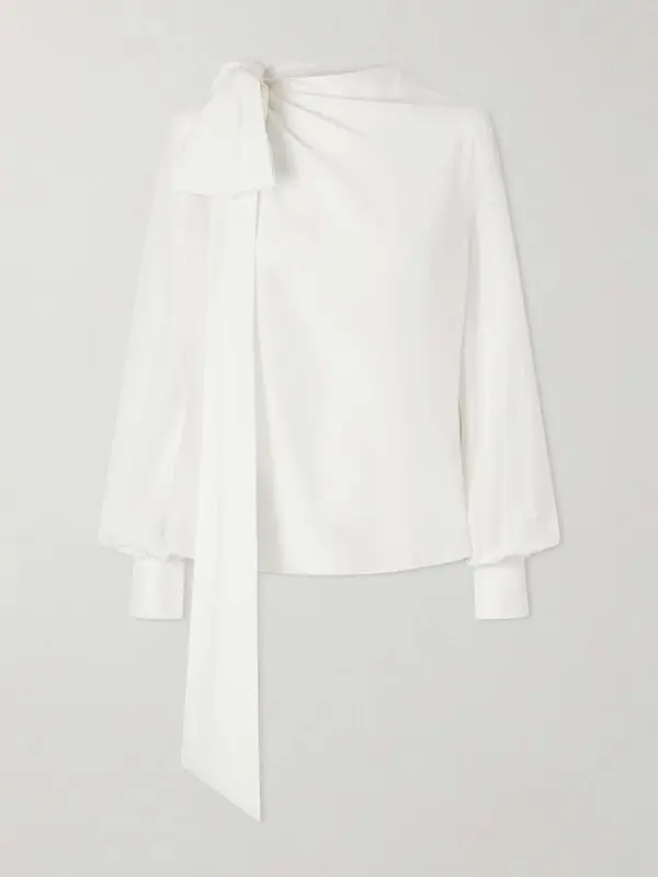 Alexander McQueen Bow-detail Draped Silk Shirt