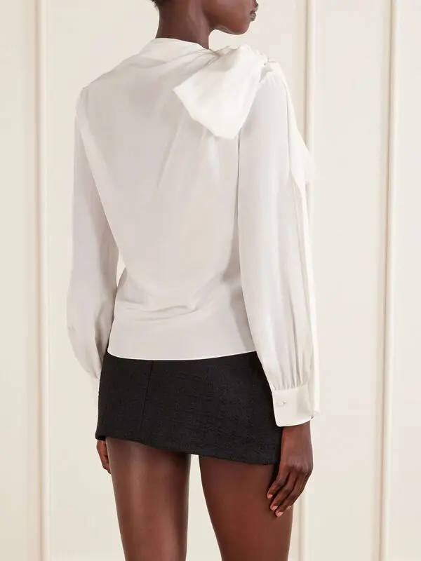 Alexander McQueen Bow-detail Draped Silk Shirt