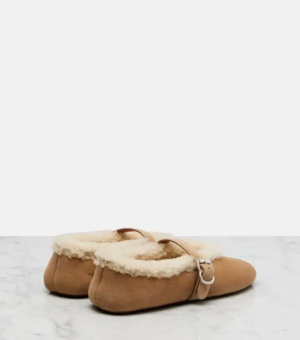 Alaïa Wool-lined Suede Flats - Brown