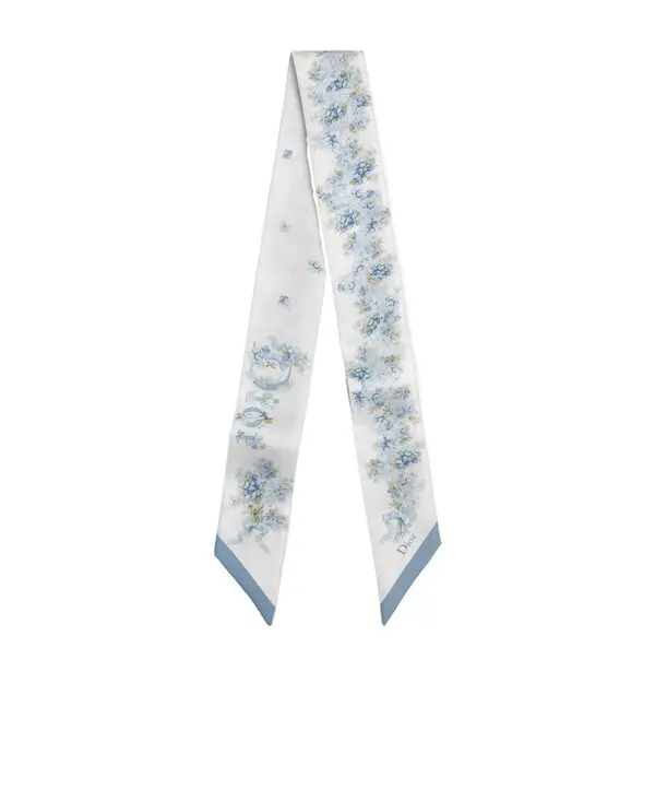 Dior Floral Print Skinny Scarf