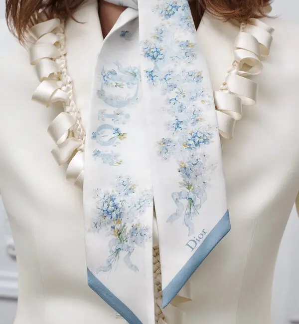 Dior Floral Print Skinny Scarf