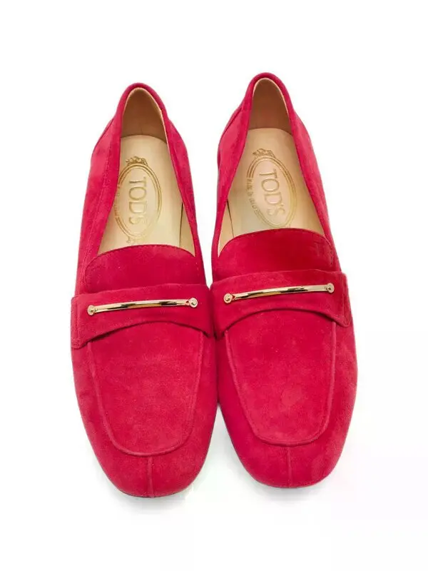 TOD'S Suede Penny Loafers - Red