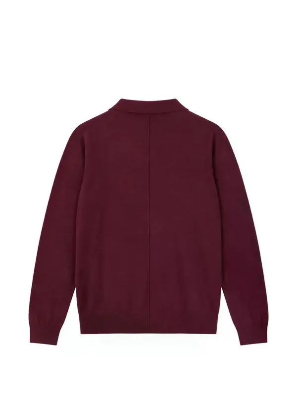SOLOTRE Button-up Polo-collar Sweater - Red