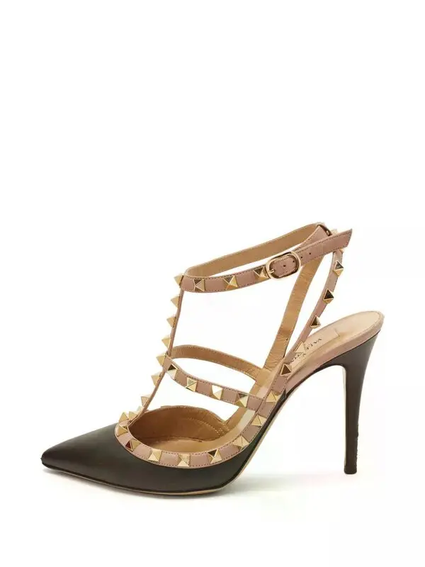 Valentino Garavani Rockstud Leather Ankle-strap Pumps - Black