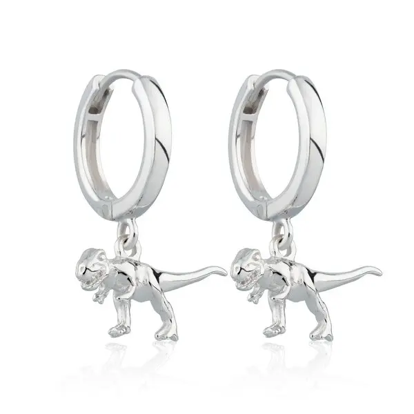 SCREAM PRETTY T-rex Dinosaur Hoop Earrings - Silver