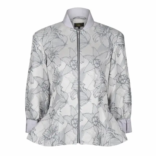 LIONESS BY TF Twilight Flora Fitted Jacket Blouse - Grey