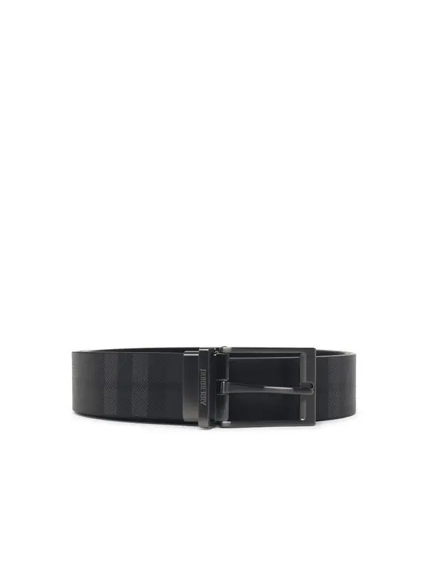 Burberry Check' Reversible Grey Cotton Blend Belt