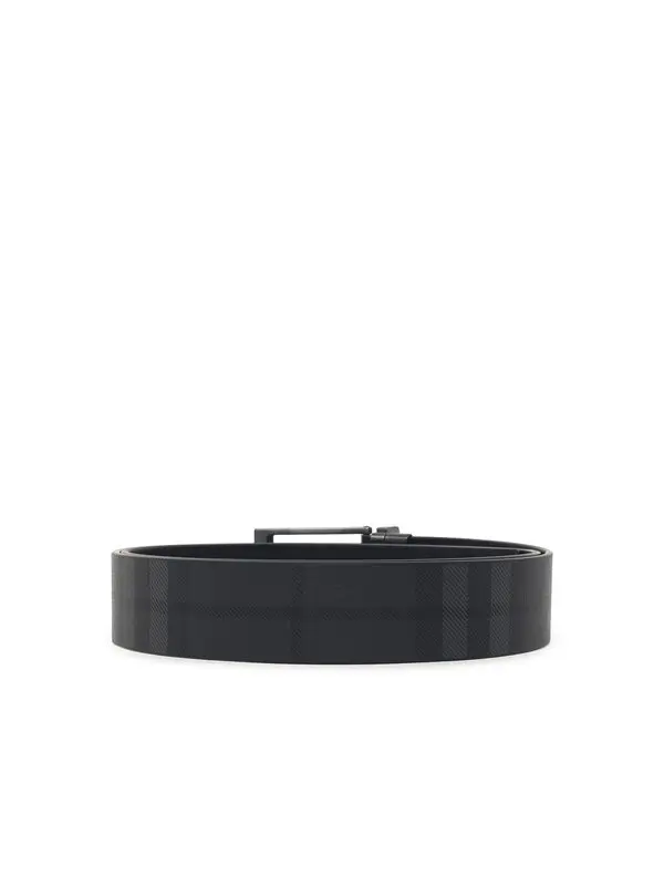 Burberry Check' Reversible Grey Cotton Blend Belt