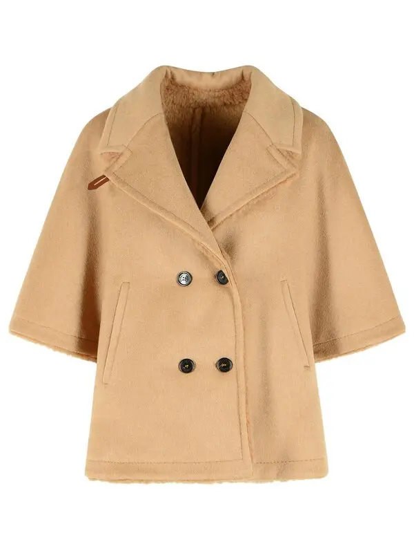 Max Mara Memo' Reversible Camel And Teddy Hood - Brown