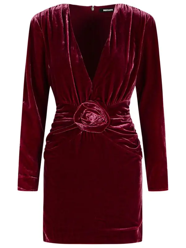 ROTATE BY BIRGER CHRISTENSEN Burgundy Silk Velvet Mini Dress - Multicolor