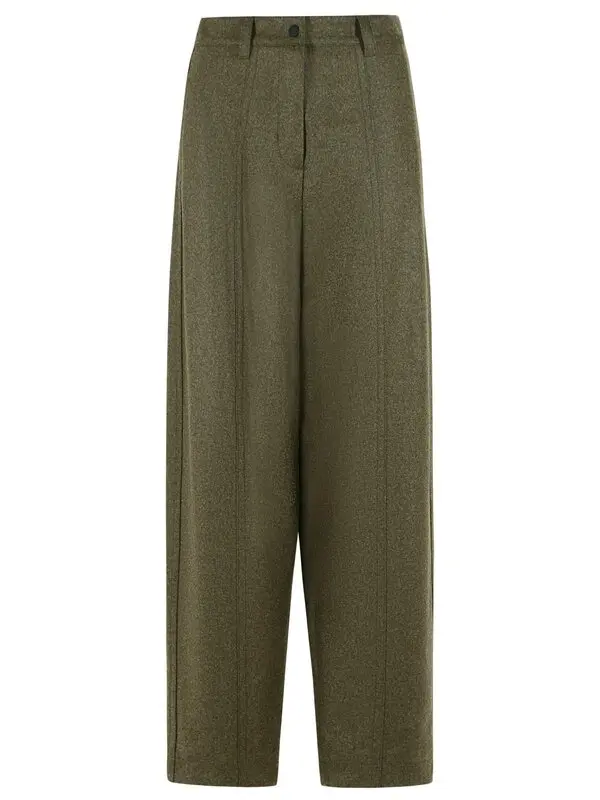 Moncler Loden' Olive Virgin Wool Pants - Green