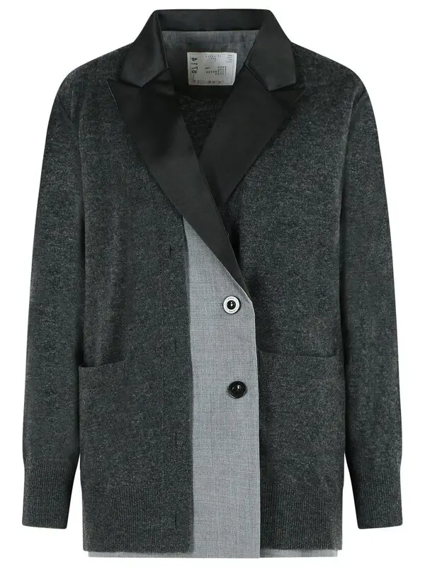Sacai Grey Wool Cardigan - Gray