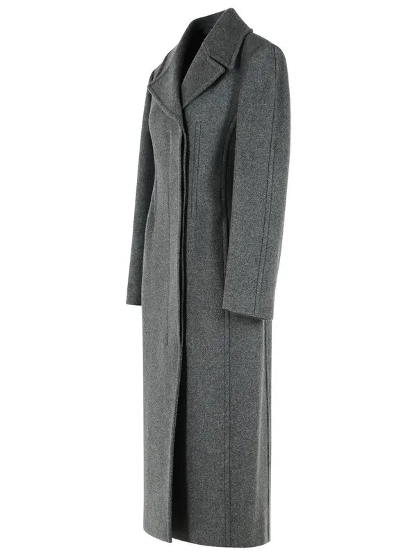 Sportmax Golfo' Long Coat In Pure Grey Wool