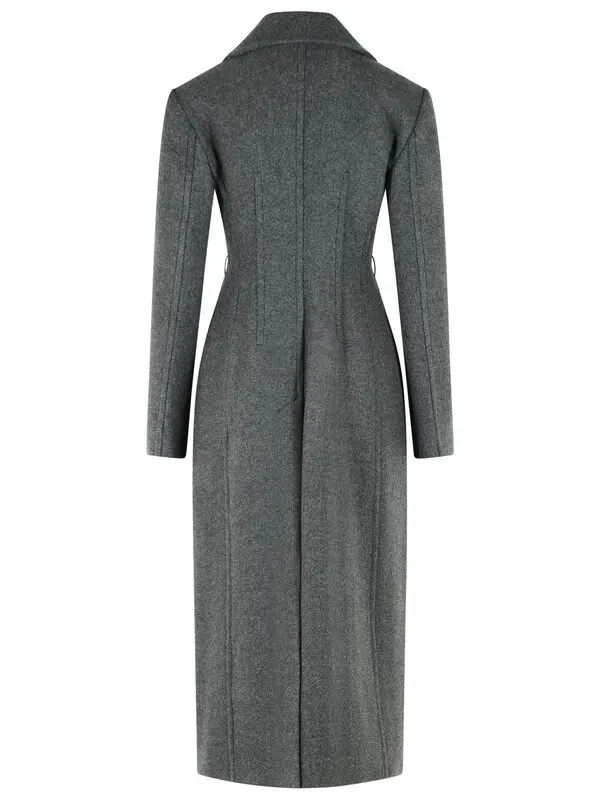Sportmax Golfo' Long Coat In Pure Grey Wool