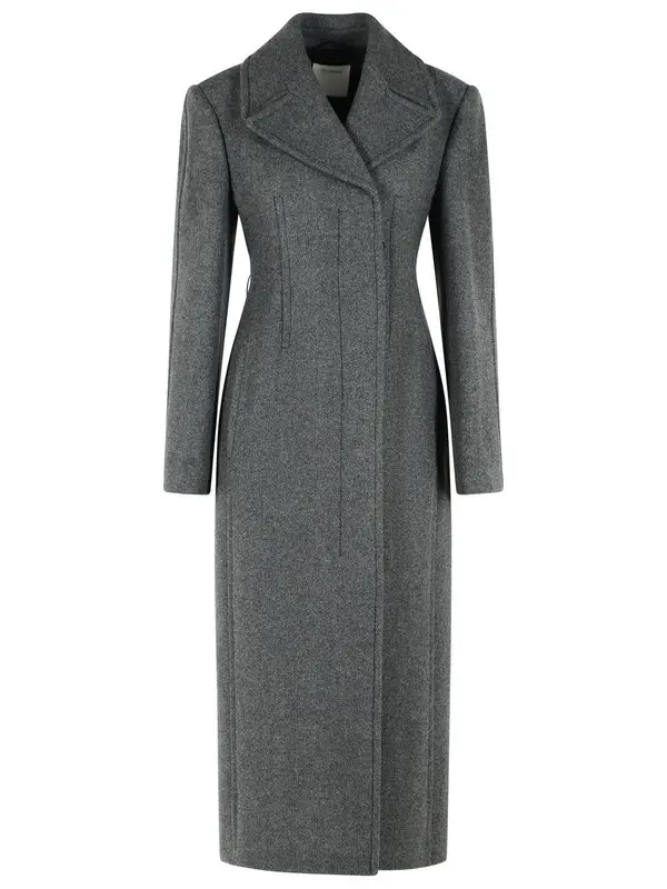 Sportmax Golfo' Long Coat In Pure Grey Wool - Gray