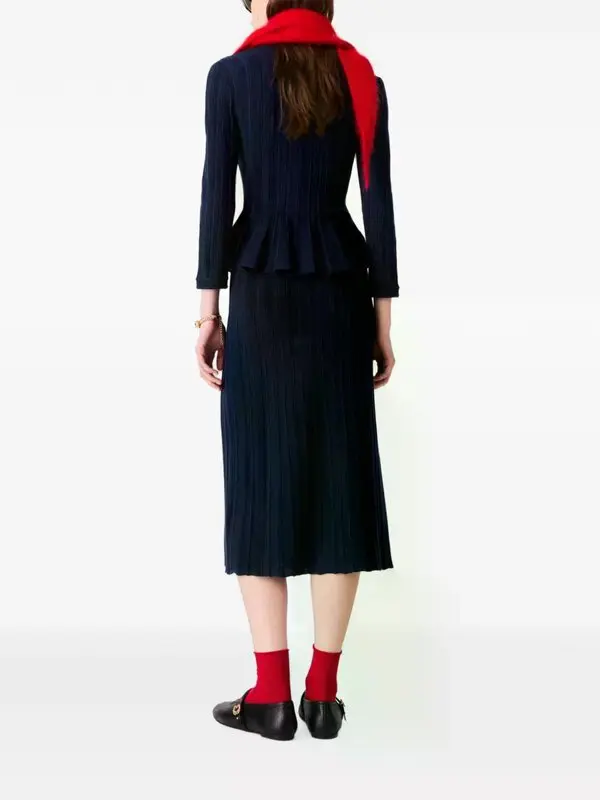 Maje Knit Dress With Peplum Waist - Blue