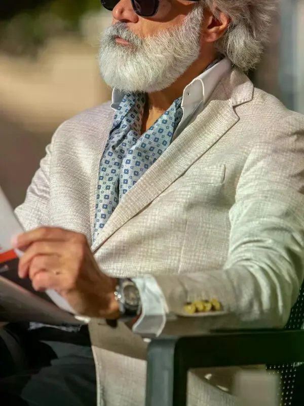 ELIZABETTA Ostuni Medallion-print Silk Cravat - Grey
