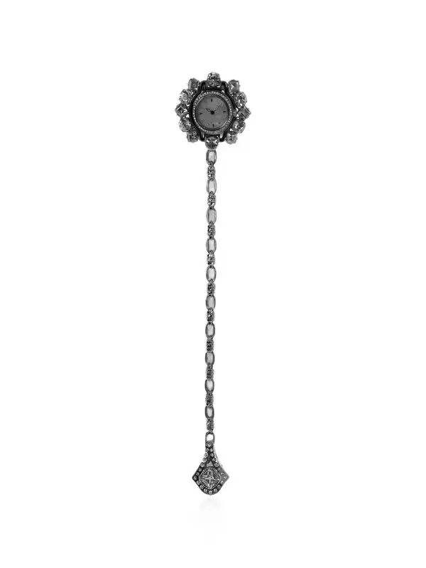 Dolce & Gabbana Crystal-embellished Chain-link Brooch - Silver