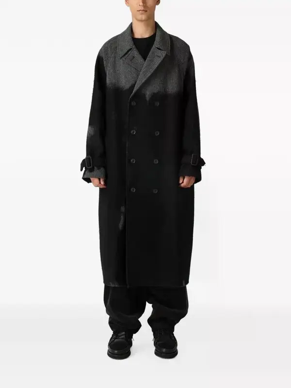 Yohji Yamamoto Herringbone-pattern Double-breasted Coat