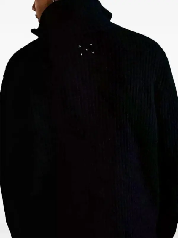 POP TRADING COMPANY Ribbed-knit Zip-up Sweater