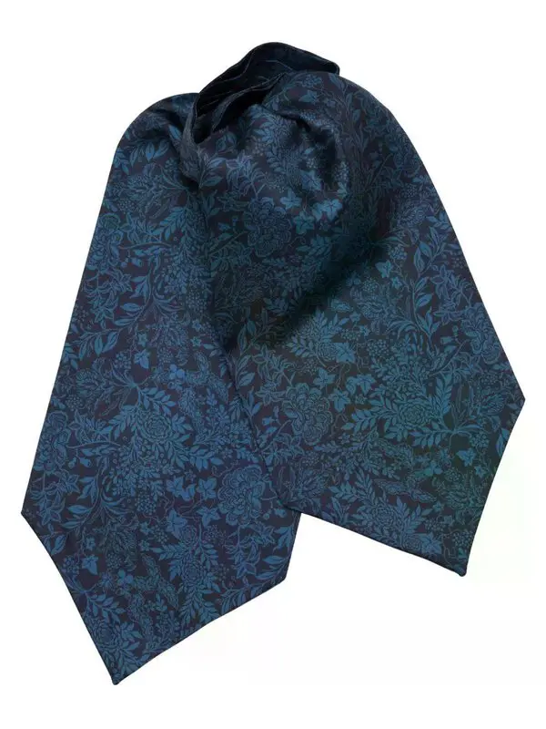 ELIZABETTA Portofino Floral-print Silk Ascot Tie - Blue