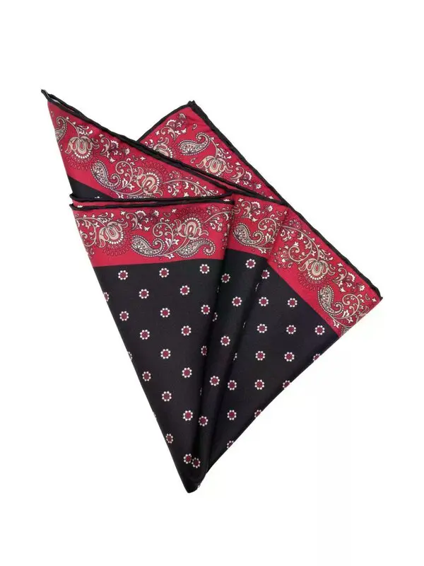 ELIZABETTA Medallion-print Paisley-border Pocket Square