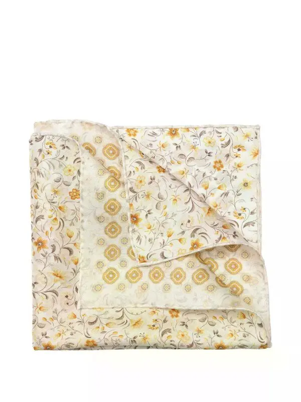ELIZABETTA Italo Floral-print Pocket Square - Yellow