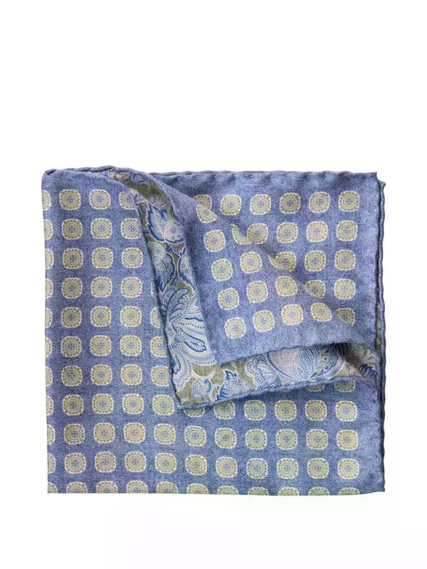 ELIZABETTA Assisi Silk Pocket Square - Blue