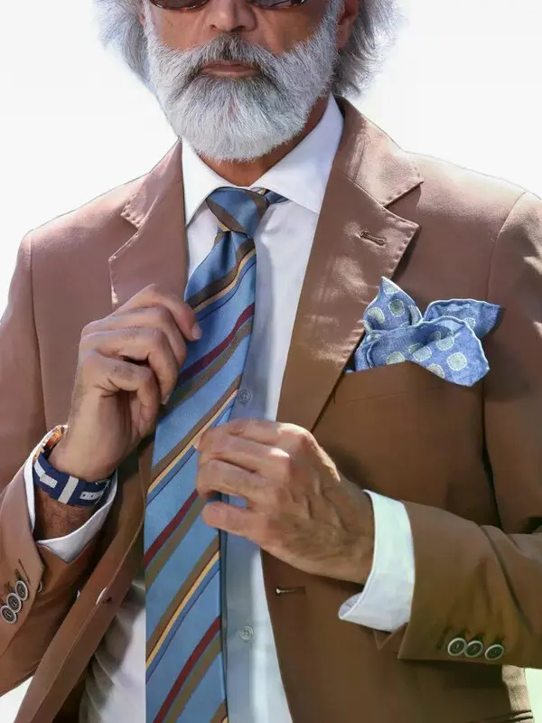 ELIZABETTA Assisi Silk Pocket Square - Blue
