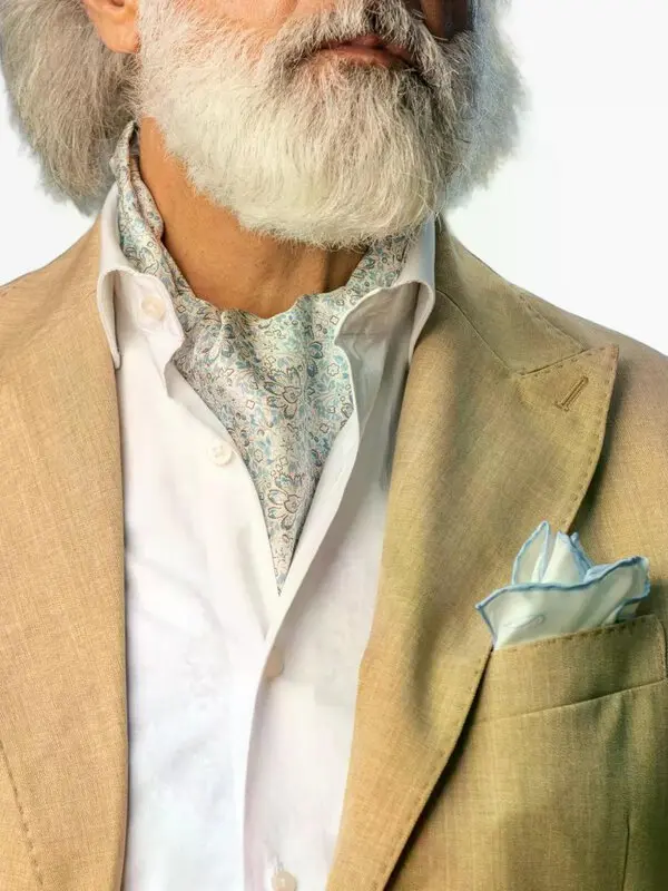 ELIZABETTA Salvadori Floral-print Silk Ascot Cravat - Blue