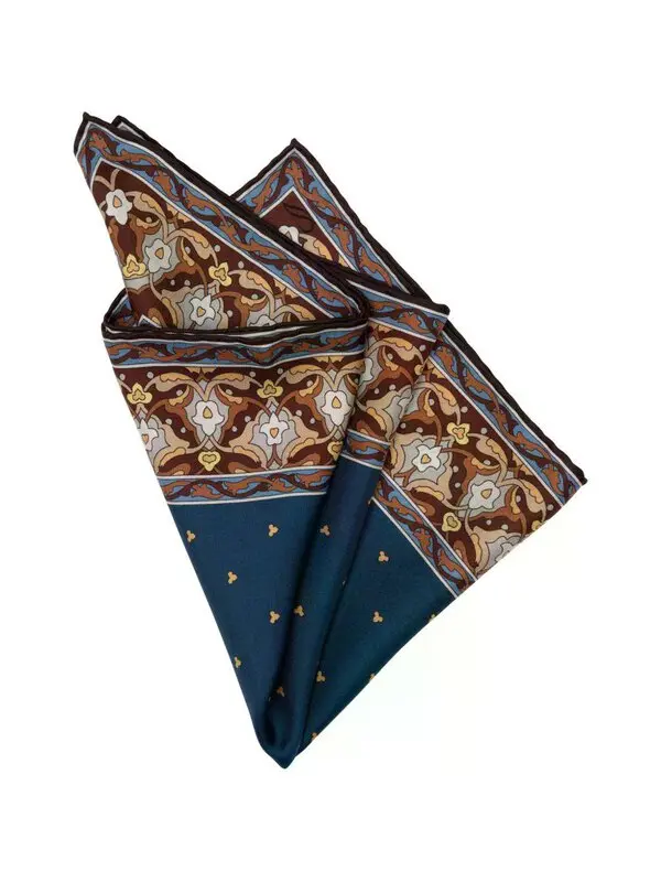 ELIZABETTA Enrico Patterned Pocket Square - Blue