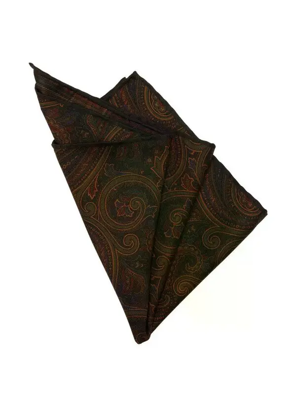 ELIZABETTA Positano Paisley Pocket Square - Green