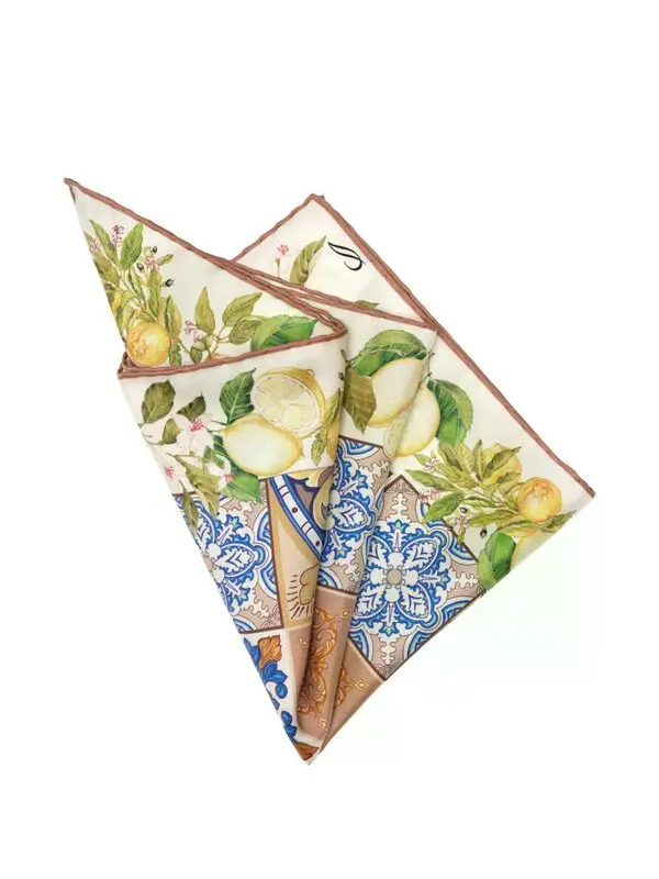 ELIZABETTA Messina Tile-print Pocket Square - Neutrals