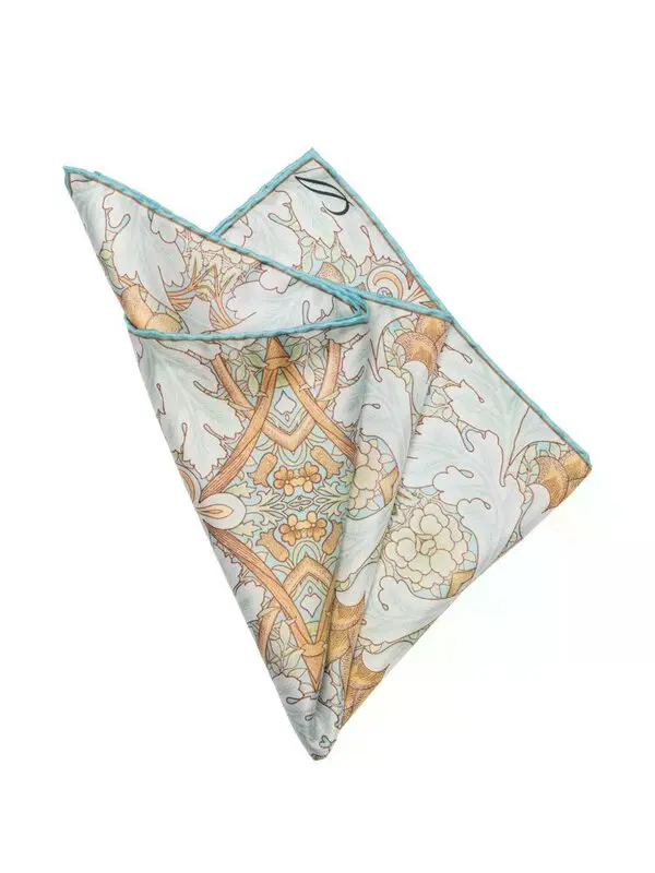 ELIZABETTA Londra Floral-print Silk Pocket Square - Blue