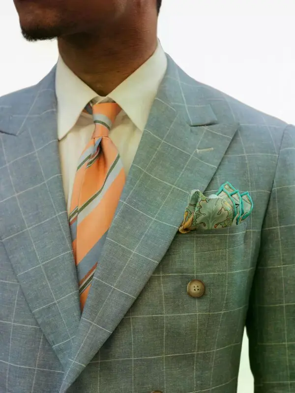 ELIZABETTA Londra Floral-print Silk Pocket Square - Blue
